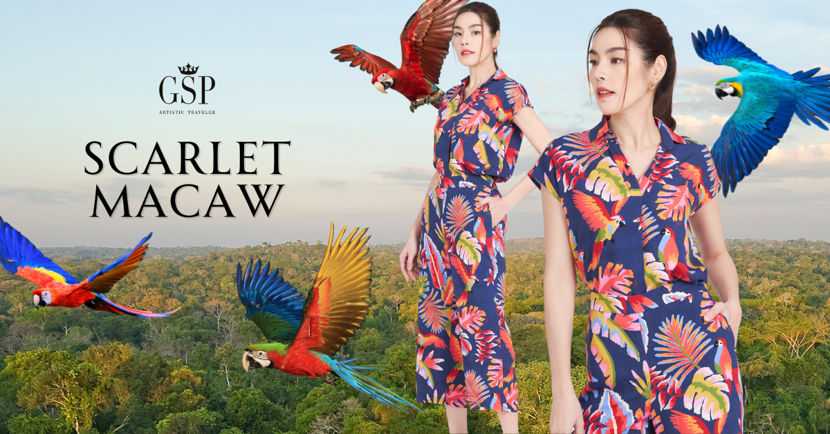 เสื้อเชิ้ตผู้หญิง สกาเล็ทมาคอว์ แขนล้ำ สีกรม PAH9NV - A`MAZE Multi ...