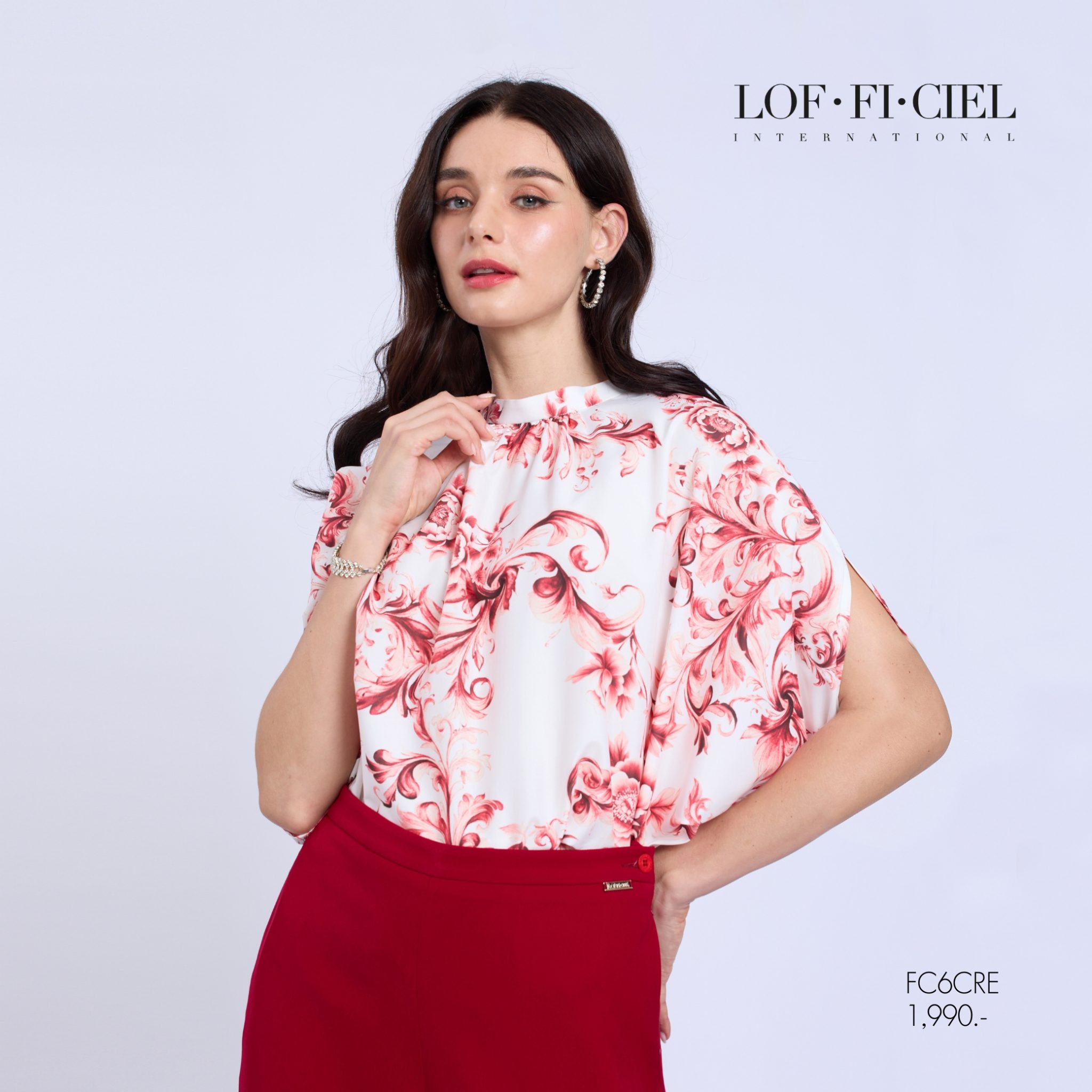 LOF-FI-CIEL Woman's blouse Red Imperial | เสื้อผู้หญิงแขนยาว สีแดง ...